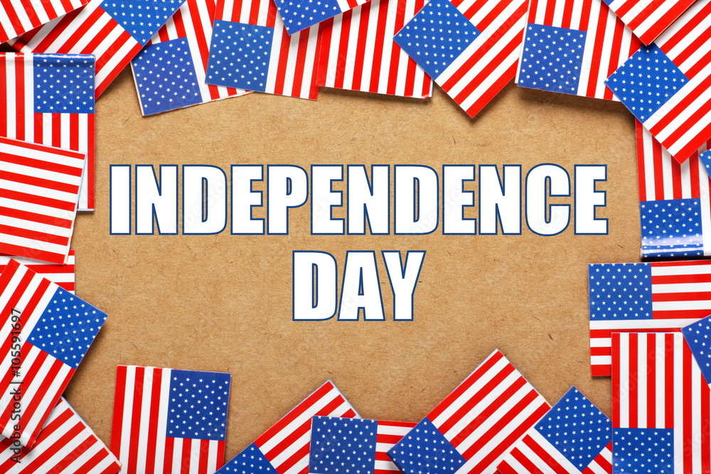 The words Independence Day in white text surrounded by a border of ...