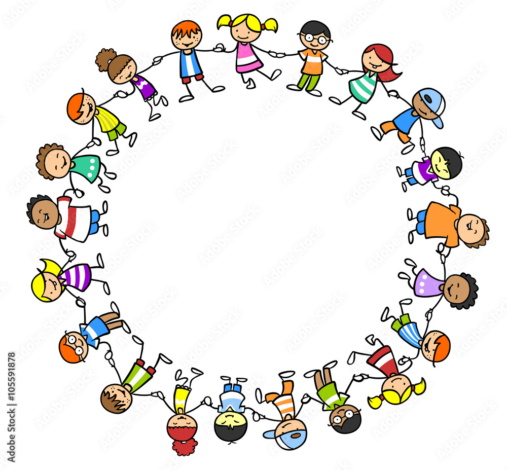 Glückliche Kinder Hand In Hand Im Kreis - Stock - GamesAgeddon