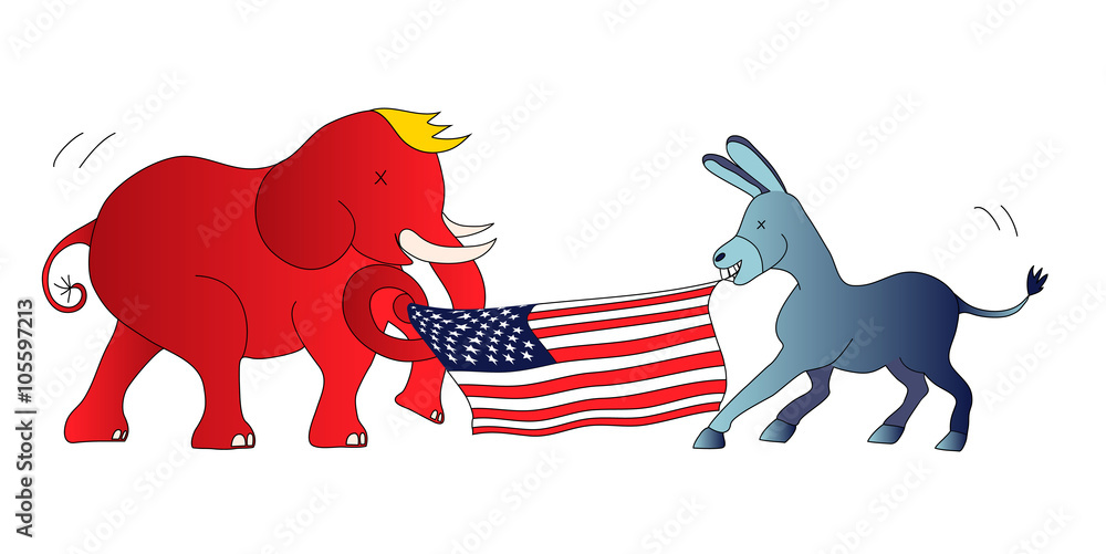 Clipart Donkey And Elephant Politics