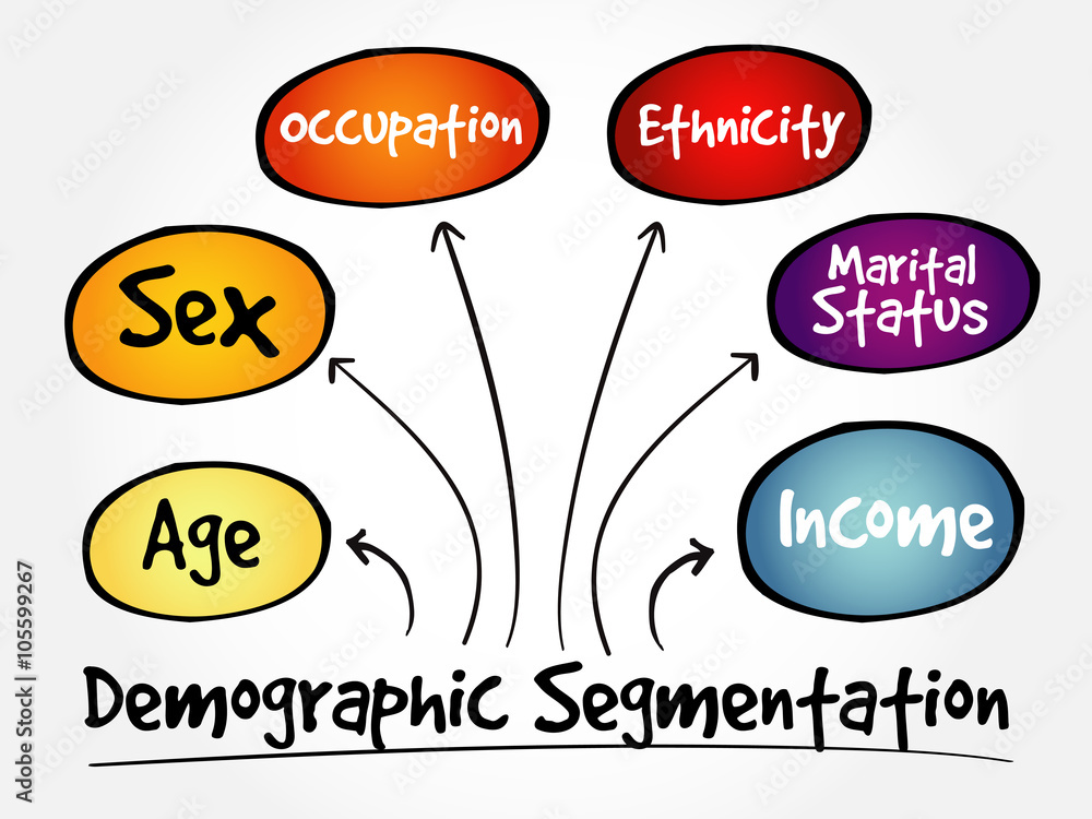 Demographic segmentation mind map flowchart social business concept for ...
