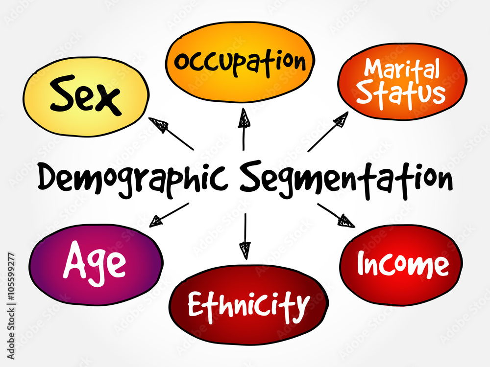 Demographic segmentation mind map flowchart social business concept for ...