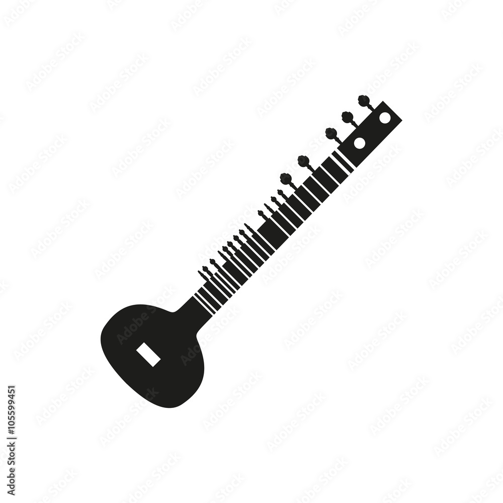 Vector illustration of acoustic sitar on white background Stock Vector ...