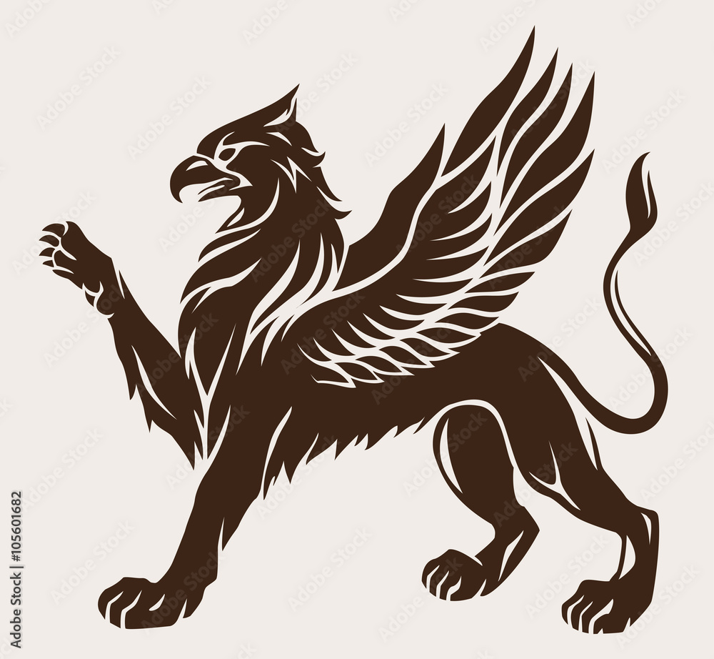 Griffin black with wings. Vector icon. Gryphon symbol Stock Vector ...