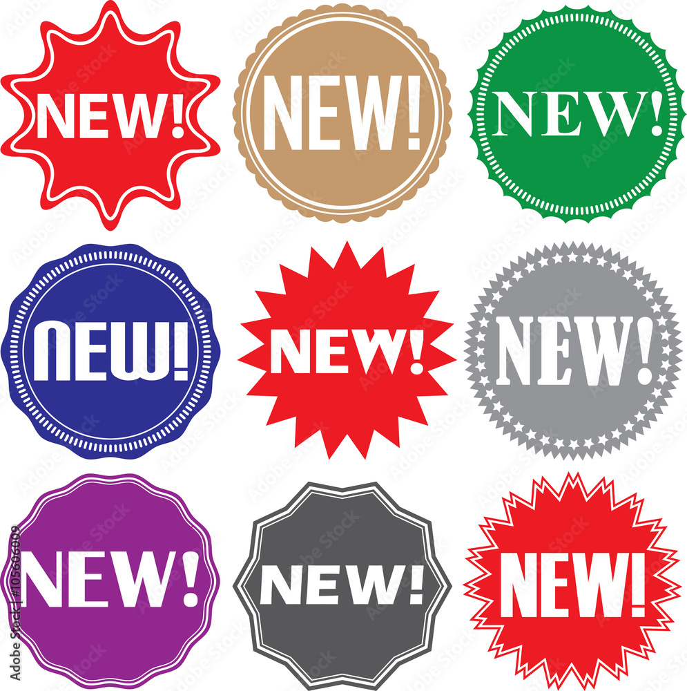 New signs set, new sticker set, vector illustration vector de Stock ...