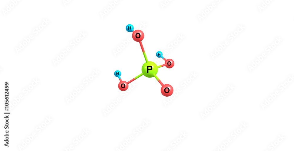 Phosphoric acid molecular structure isolated on black Stock ...