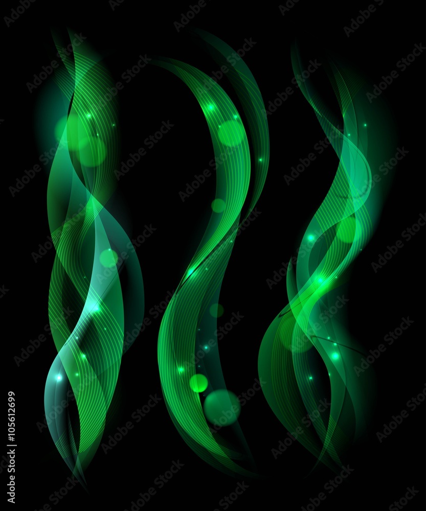 Soft green smoke isolated on black background. Collection of smoke rule ... Soft green smoke isolated on black background. Collection of smoke rule ...