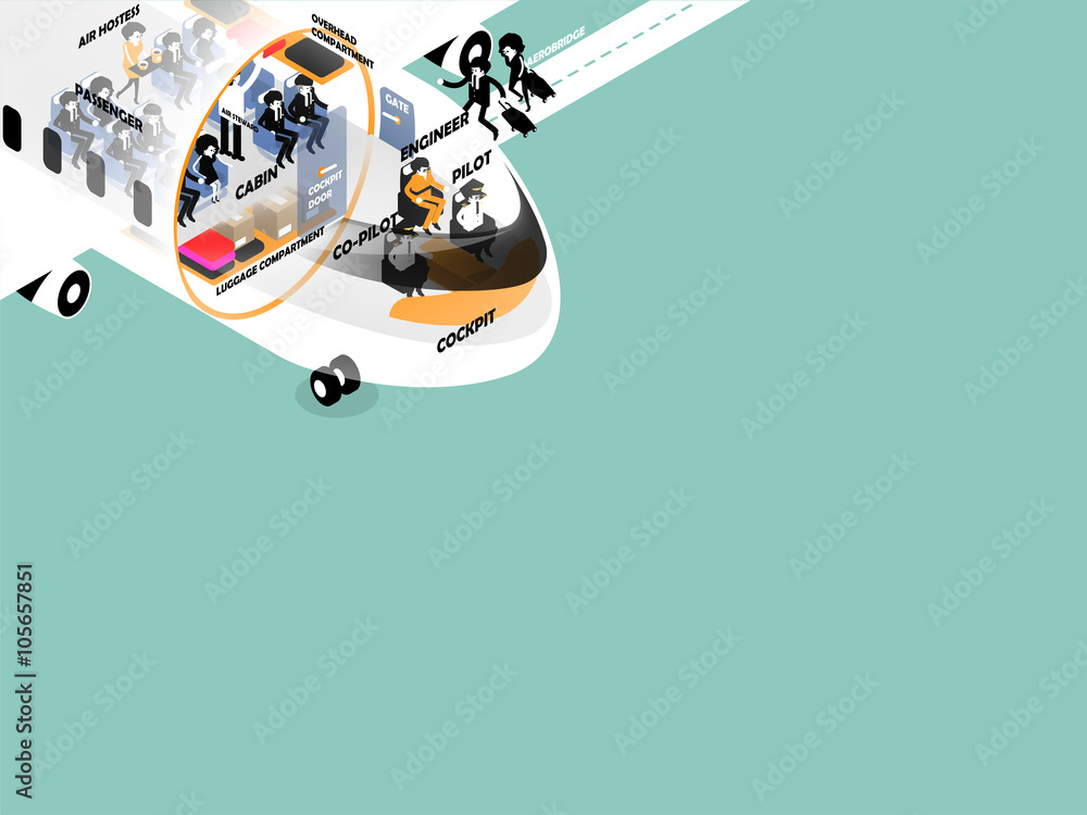 Vetor de beautiful isometric cross section design of air plane and ...