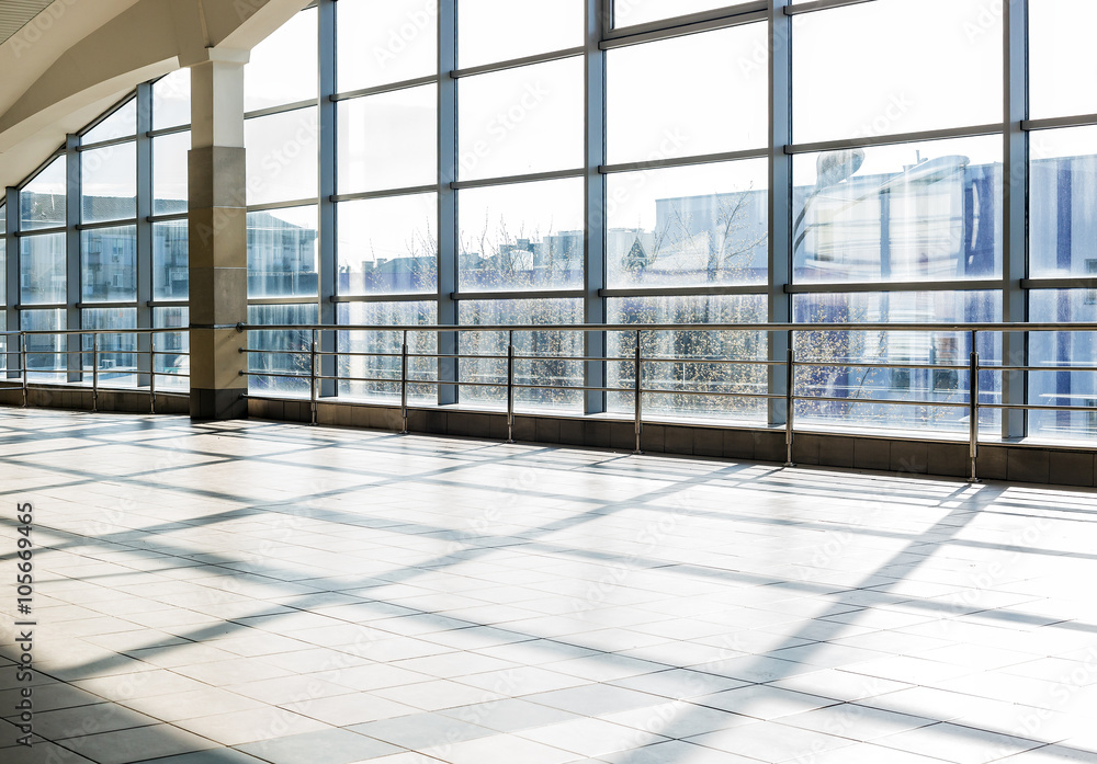 Modern architecture of large business conference center with blue tone ...