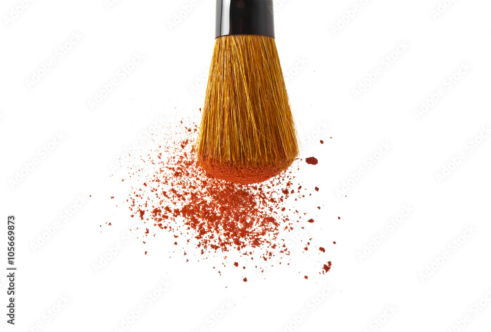 Make-up brush and powder isolated on white background Stock Photo ...