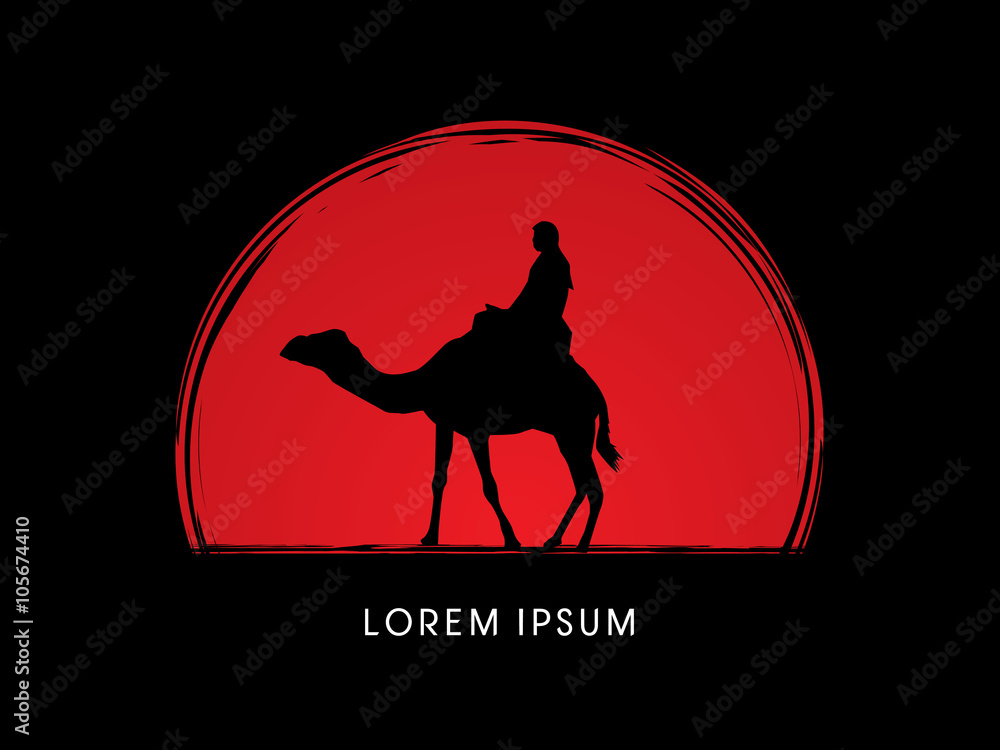 Camel riding designed on sunset background graphic vector Stock Vector ...