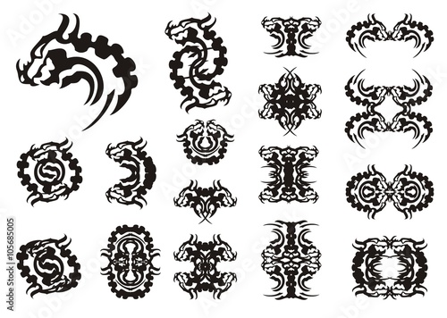 Tribal dragon head symbols. Big collection of aggressive dragon symbols ...