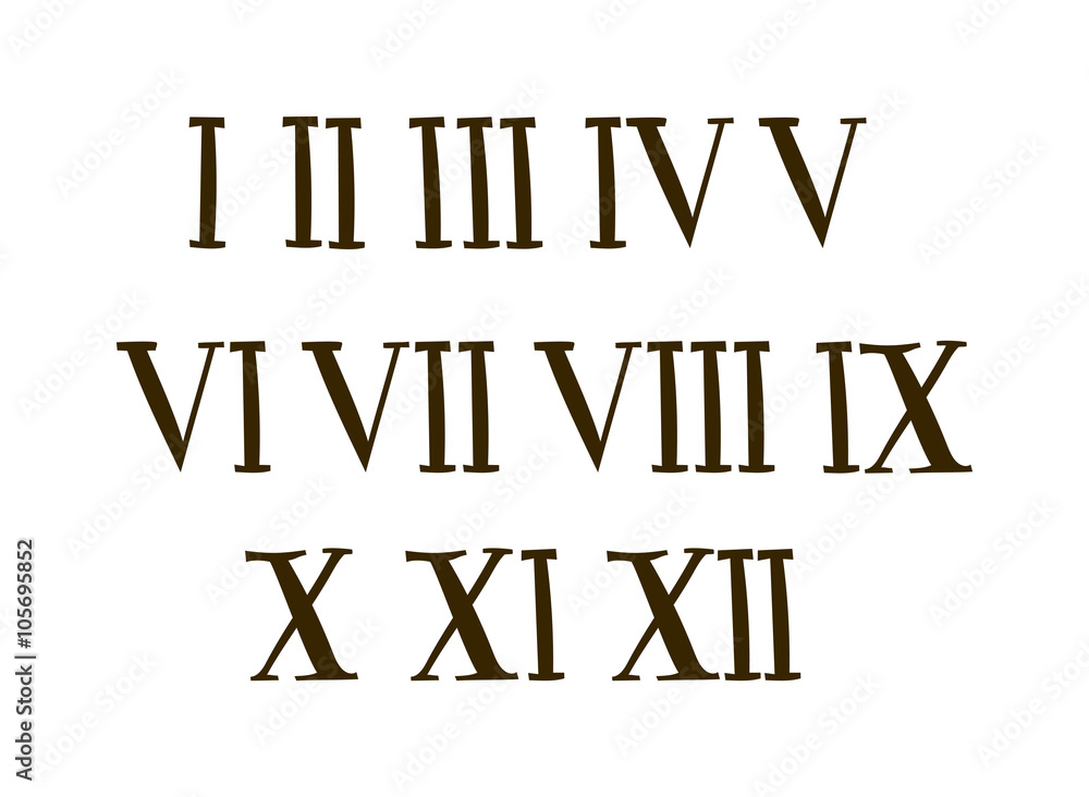 Antique Roman alphabet numbers set vector illustration. Stock Vector ...