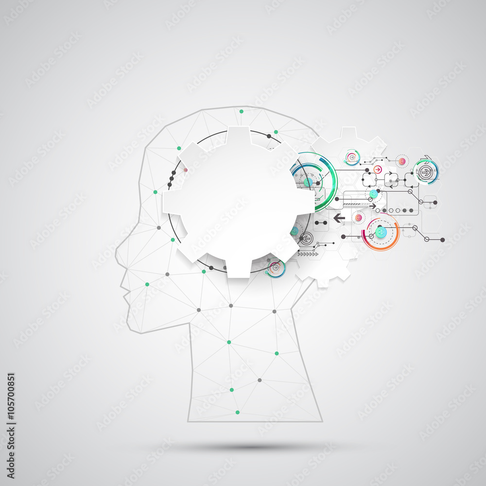 Creative brain concept background with triangular grid. Stock Vector ...
