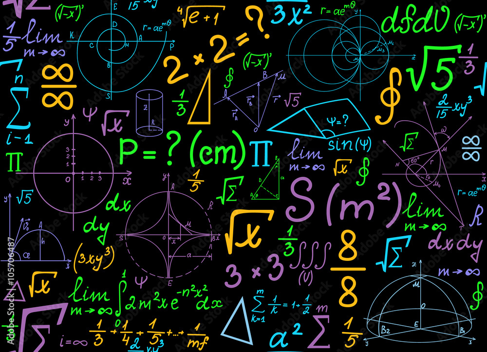 Multicolored mathematical vector seamless pattern with geometrical ...