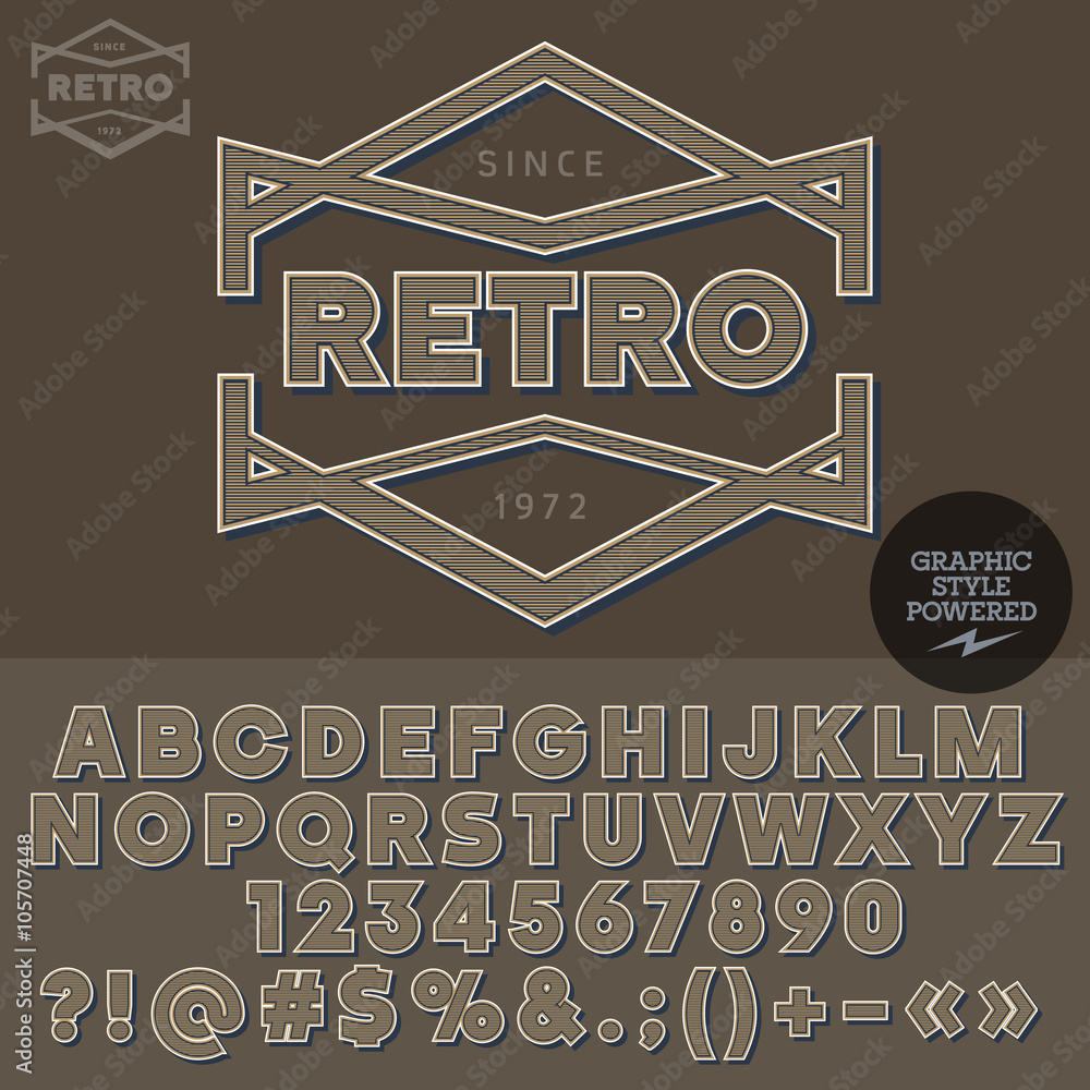Old-fashioned logotype for retro bar. Vector set of letters, numbers ...