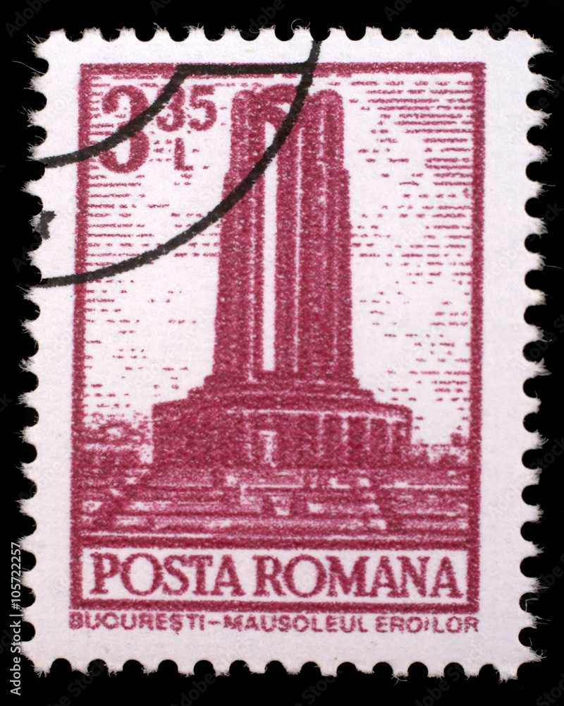 Stamp printed in Romania from the "Definitives I - Buildings" shows ...