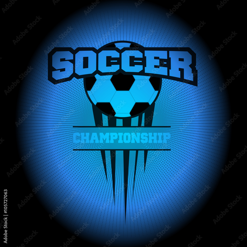 Soccer, a sports logo. the emblem appearing out of the darkness ...