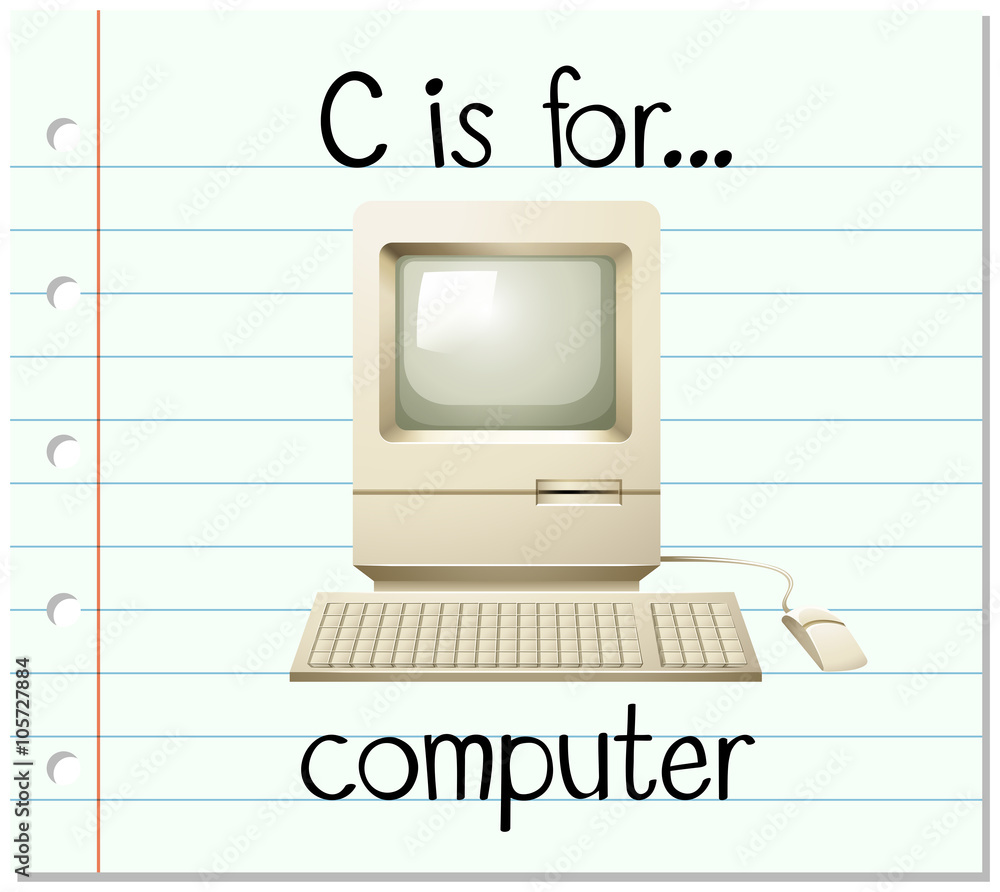 Flashcard letter C is for computer Stock Vector | Adobe Stock