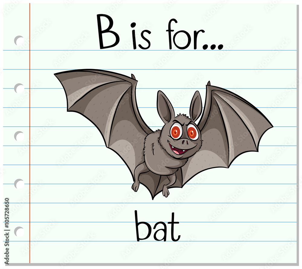Flashcard letter B is for bat Stock Vector | Adobe Stock