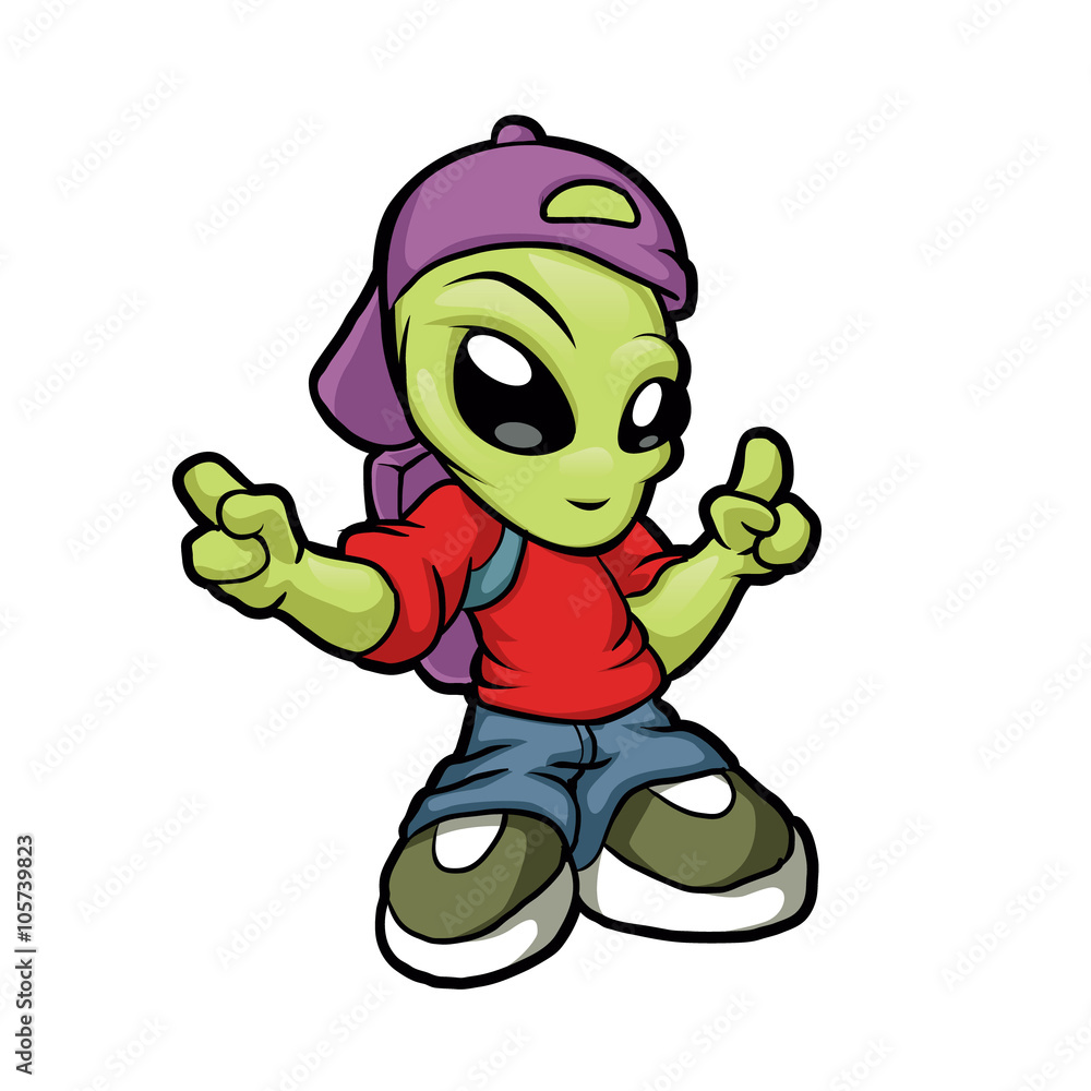 Cartoon hip hop alien Stock Vector | Adobe Stock