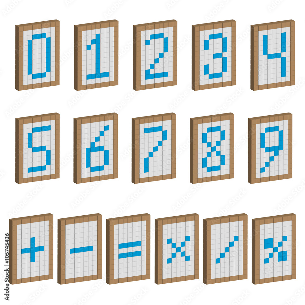 Colored plates with numbers and mathematical symbols Stock Vector ...