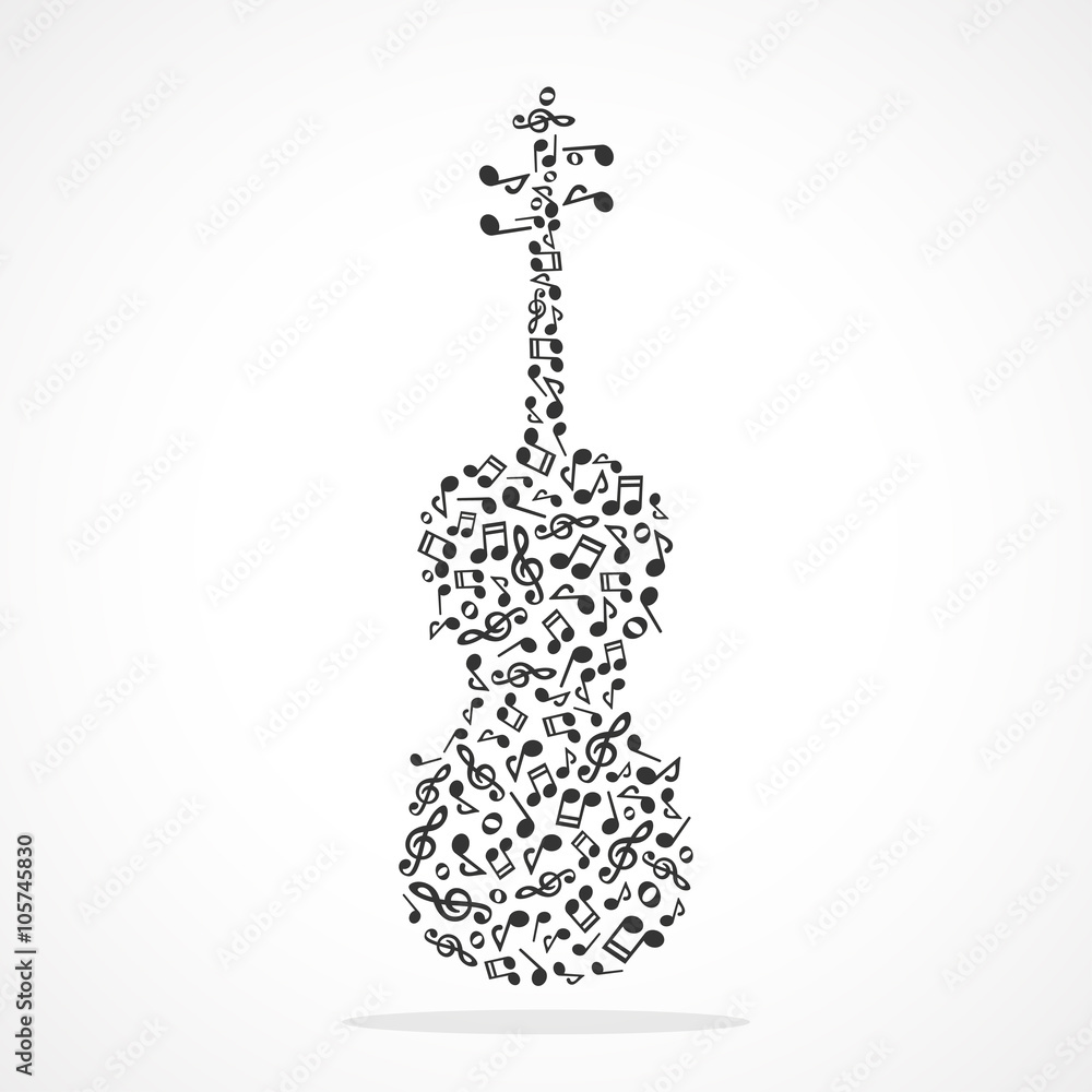Music notes forming a violin Stock Vector | Adobe Stock