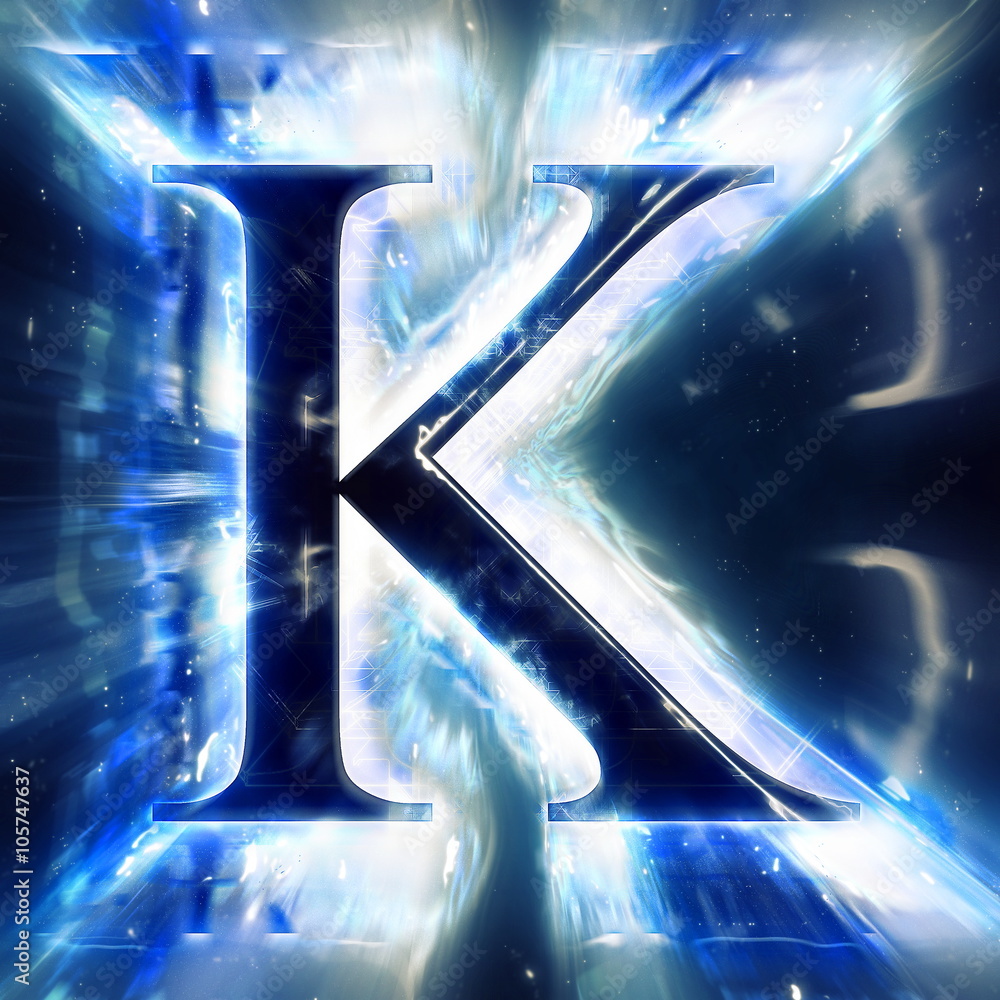 Letter K In Blue Fire