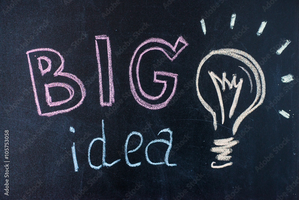 light bulb painted on a board and the text "Big Idea" Stock Photo ...