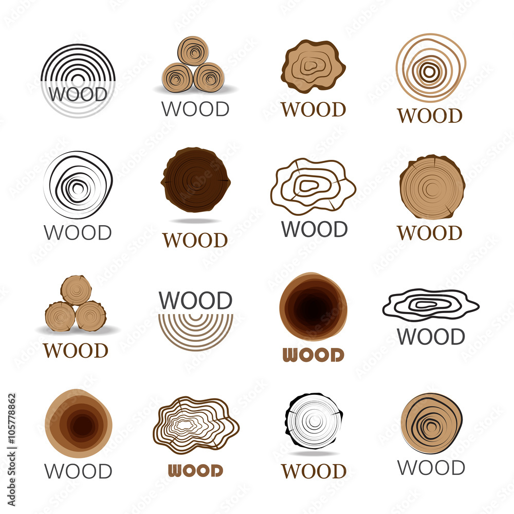 Wood Icons Set-Isolated On White Background-Vector Illustration,Graphic ...