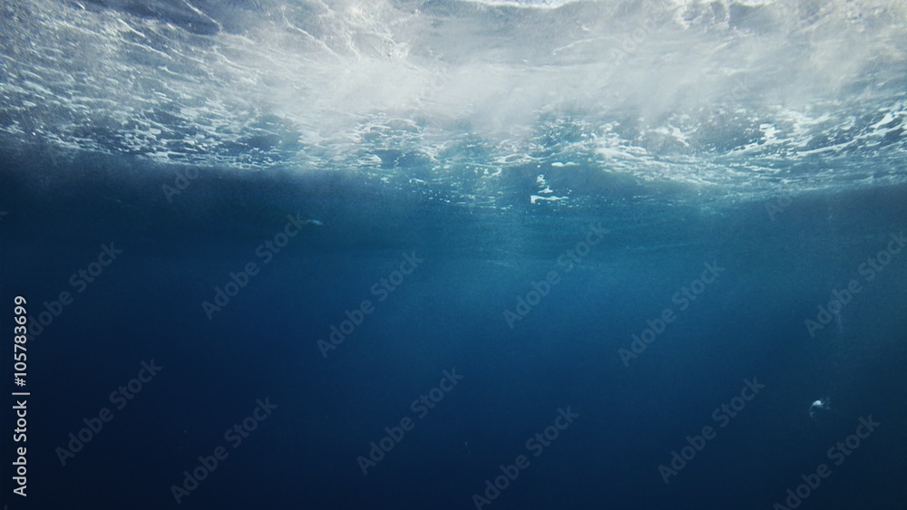 Beautiful underwater sea scene view with natural light rays, slow ...