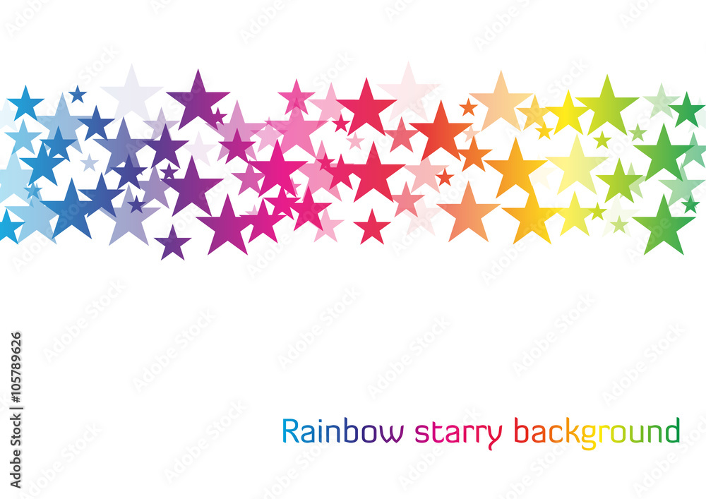 White background with line of stars in rainbow colors with diffe Stock ...