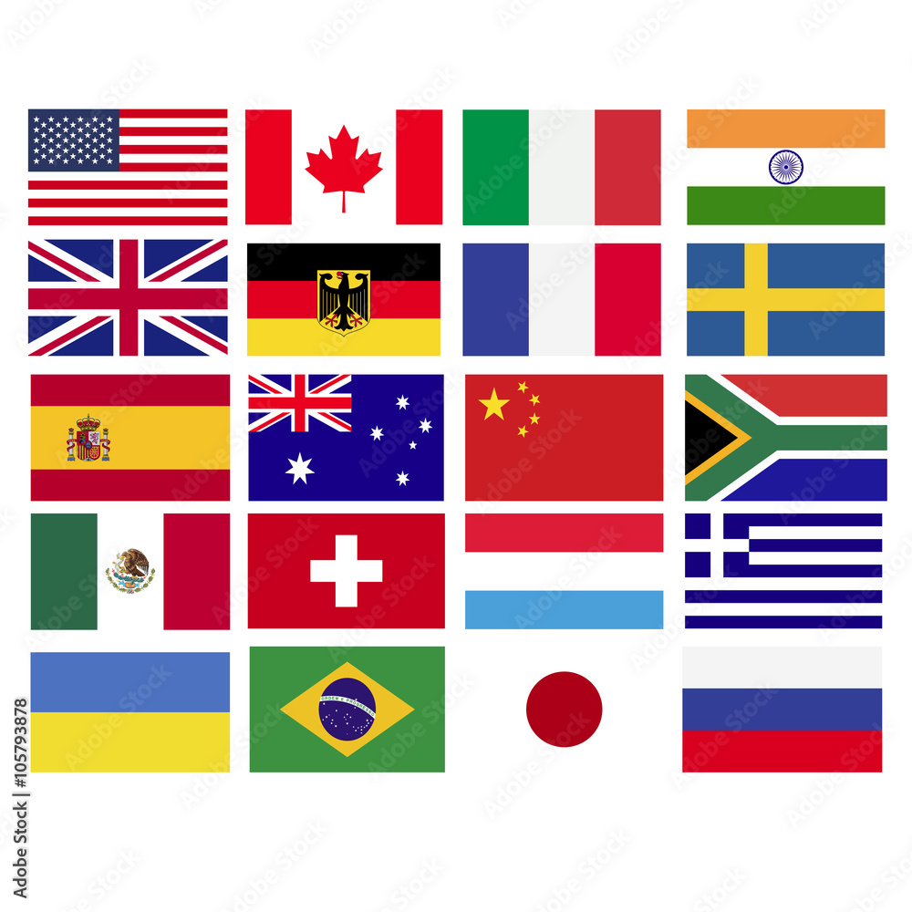 Popular countries flags vector graphics Stock Vector | Adobe Stock