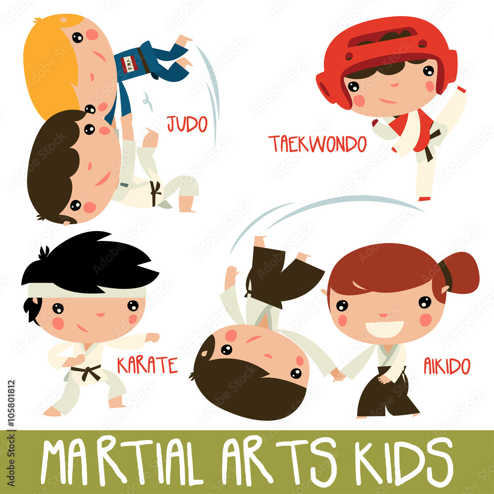 asian martial arts kids. children fighting. judo boys, taekwondo ...