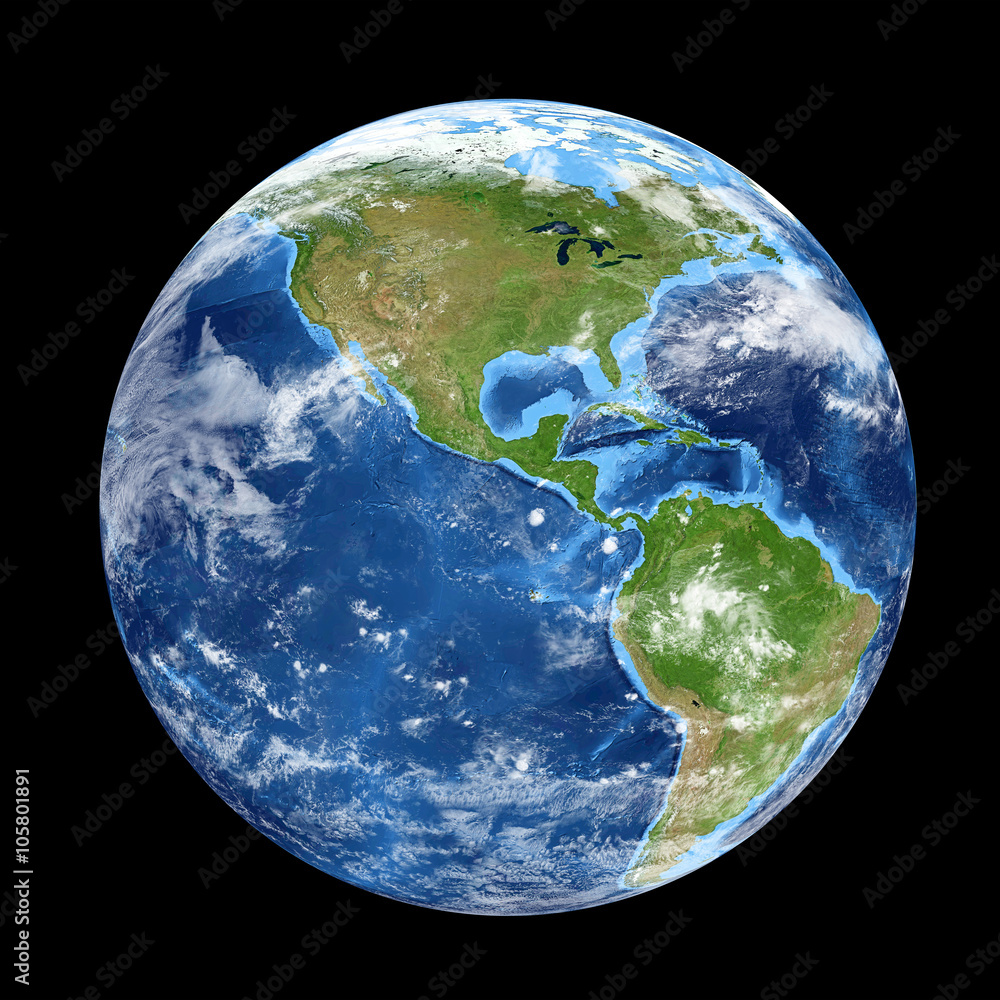 Planet Earth from space showing North & South America, USA. Stock ...