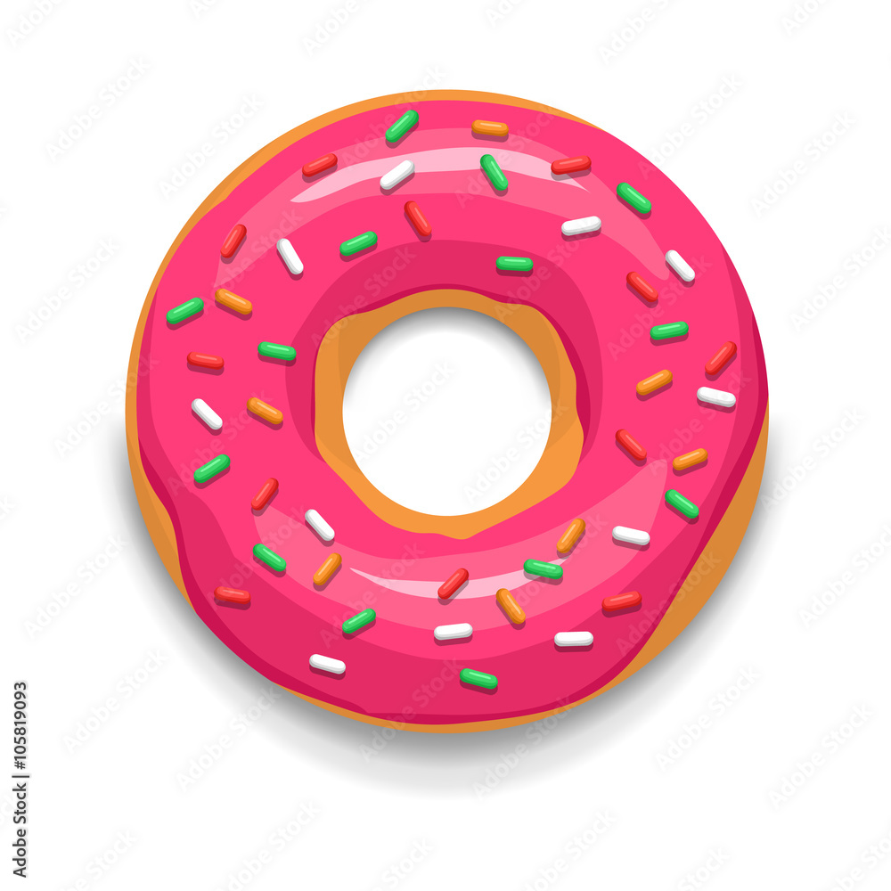 Pink glazed donut icon, cartoon style Stock Vector | Adobe Stock