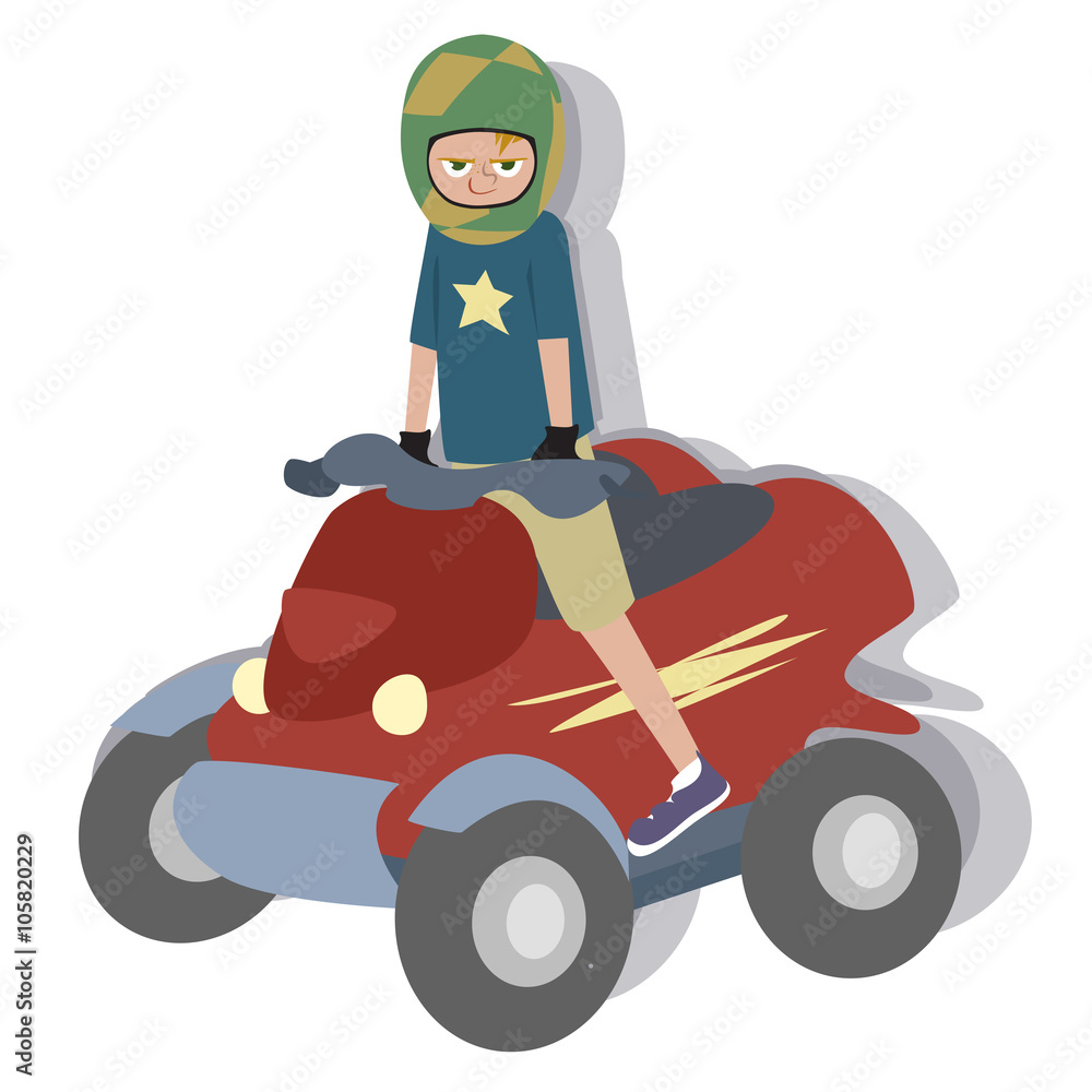 cartoon boy riding quad Stock Vector | Adobe Stock