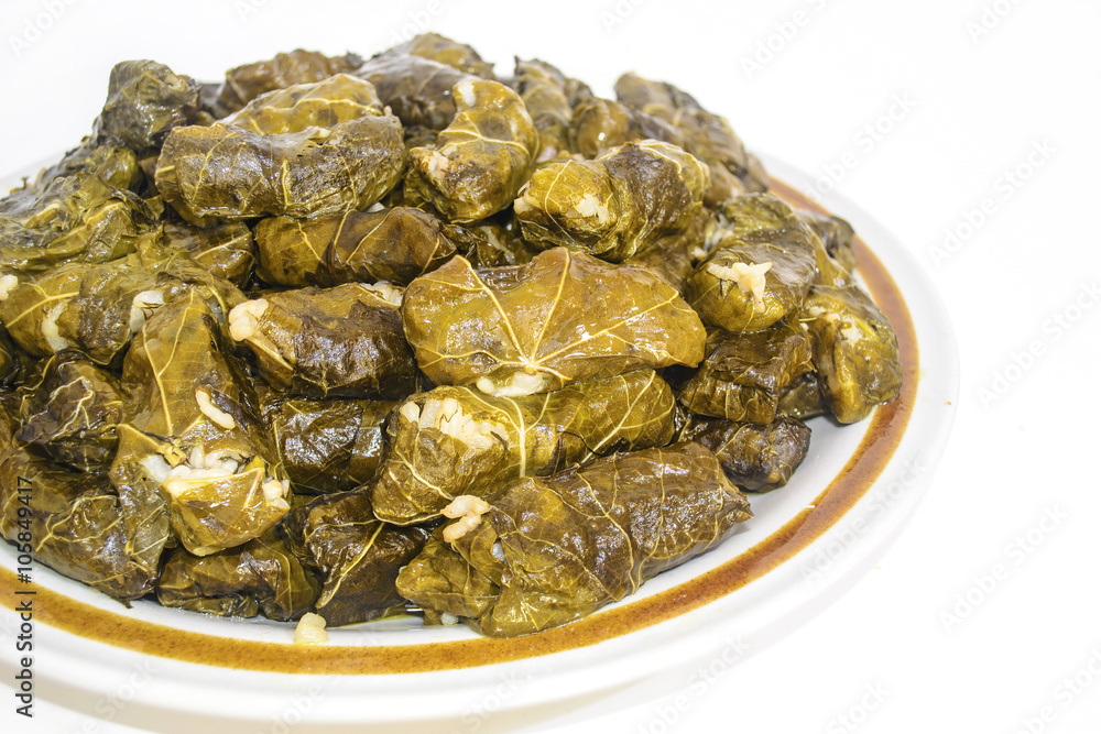 rice wrapped in grape leaves - green vine leaves with rice - greek food ...