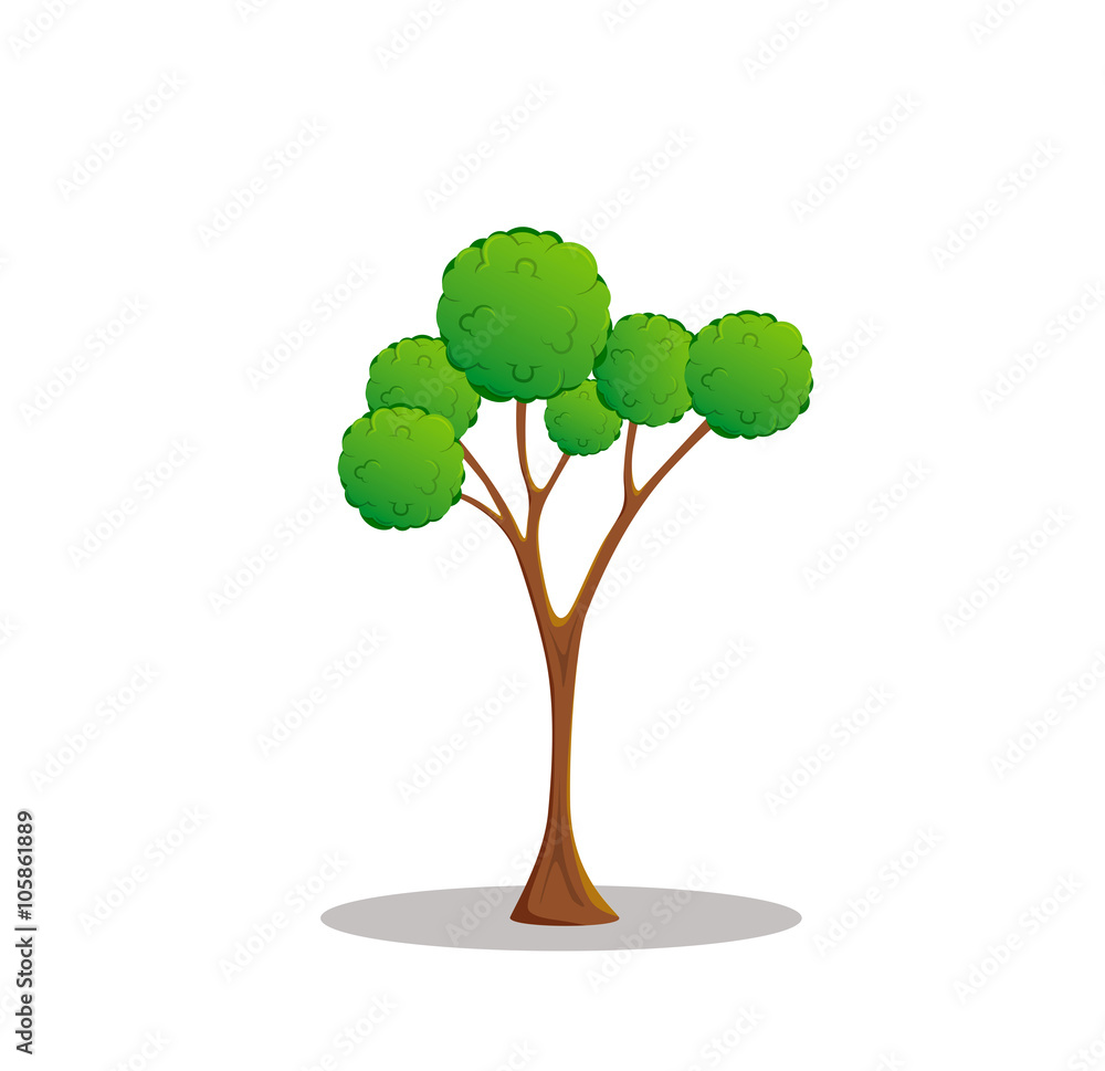 Cartoon style vector tree drawing isolated on white background. Stock ...
