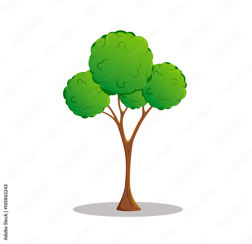 Cartoon style vector tree drawing isolated on white background. Stock ...