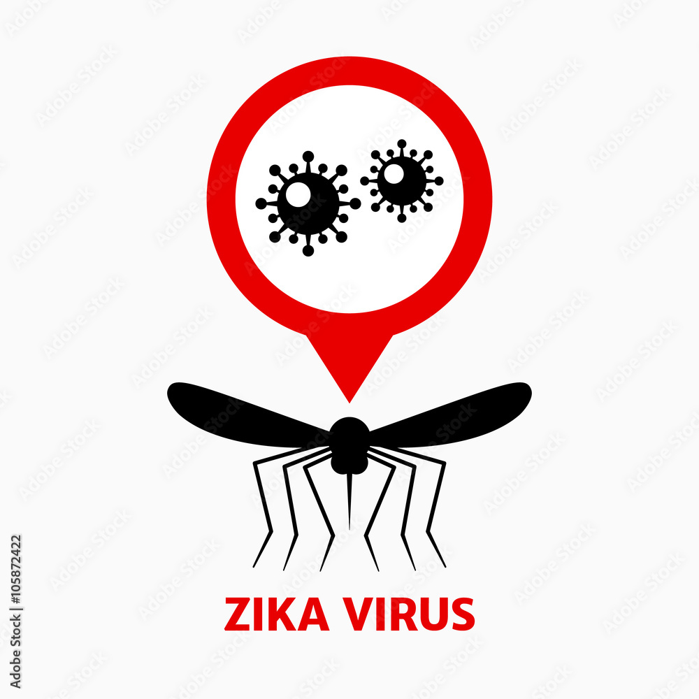 Zika virus, mosquito and virus icon, danger for pregnant vector de ...