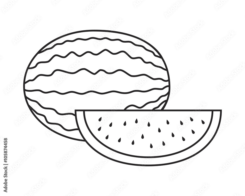 Line icon watermelon and slice of watermelon. Vector illustration ...