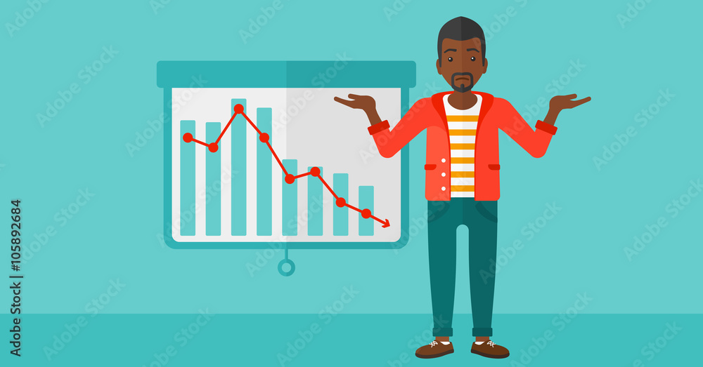 Man with decreasing chart. Stock Vector | Adobe Stock
