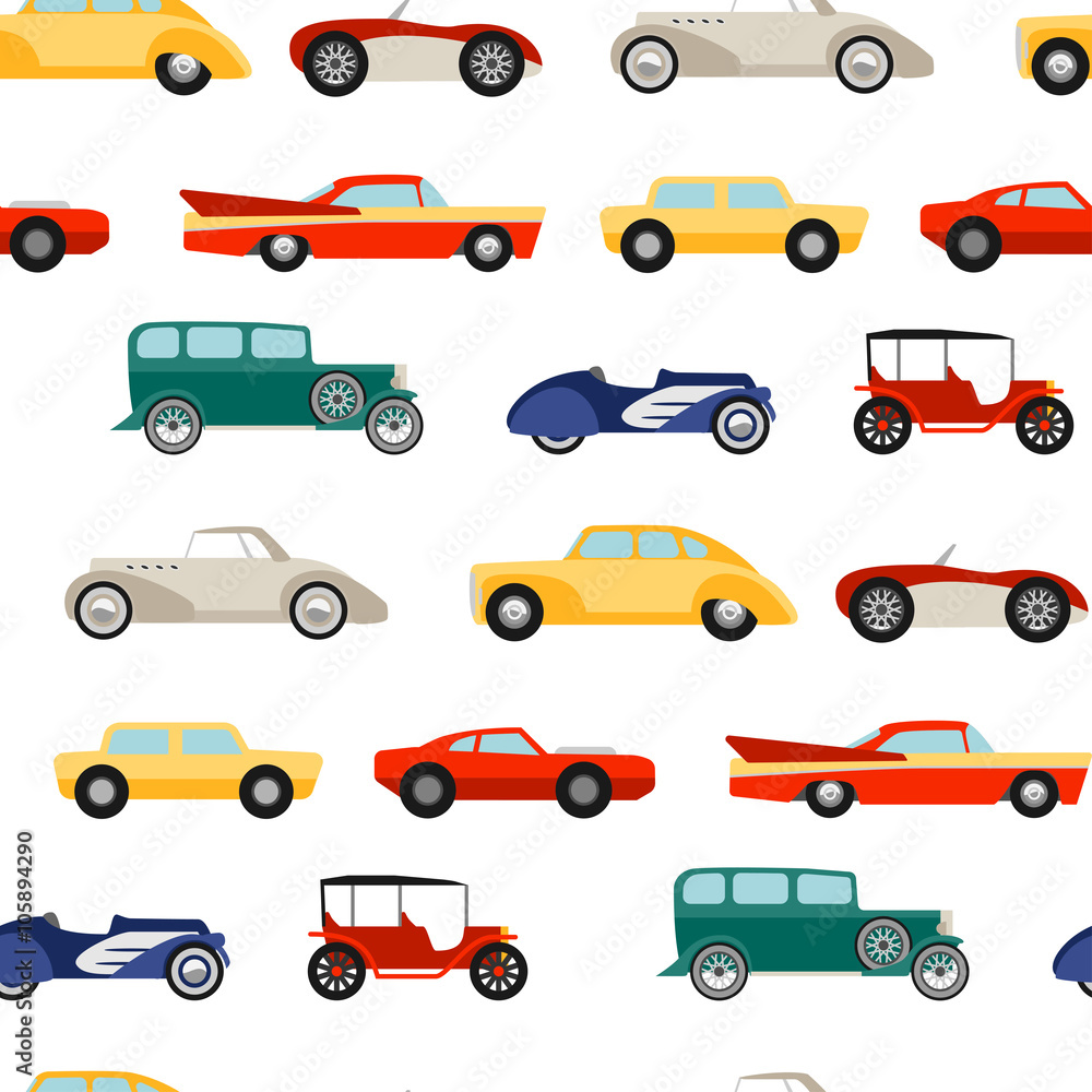Retro car seamless texture Stock Vector | Adobe Stock
