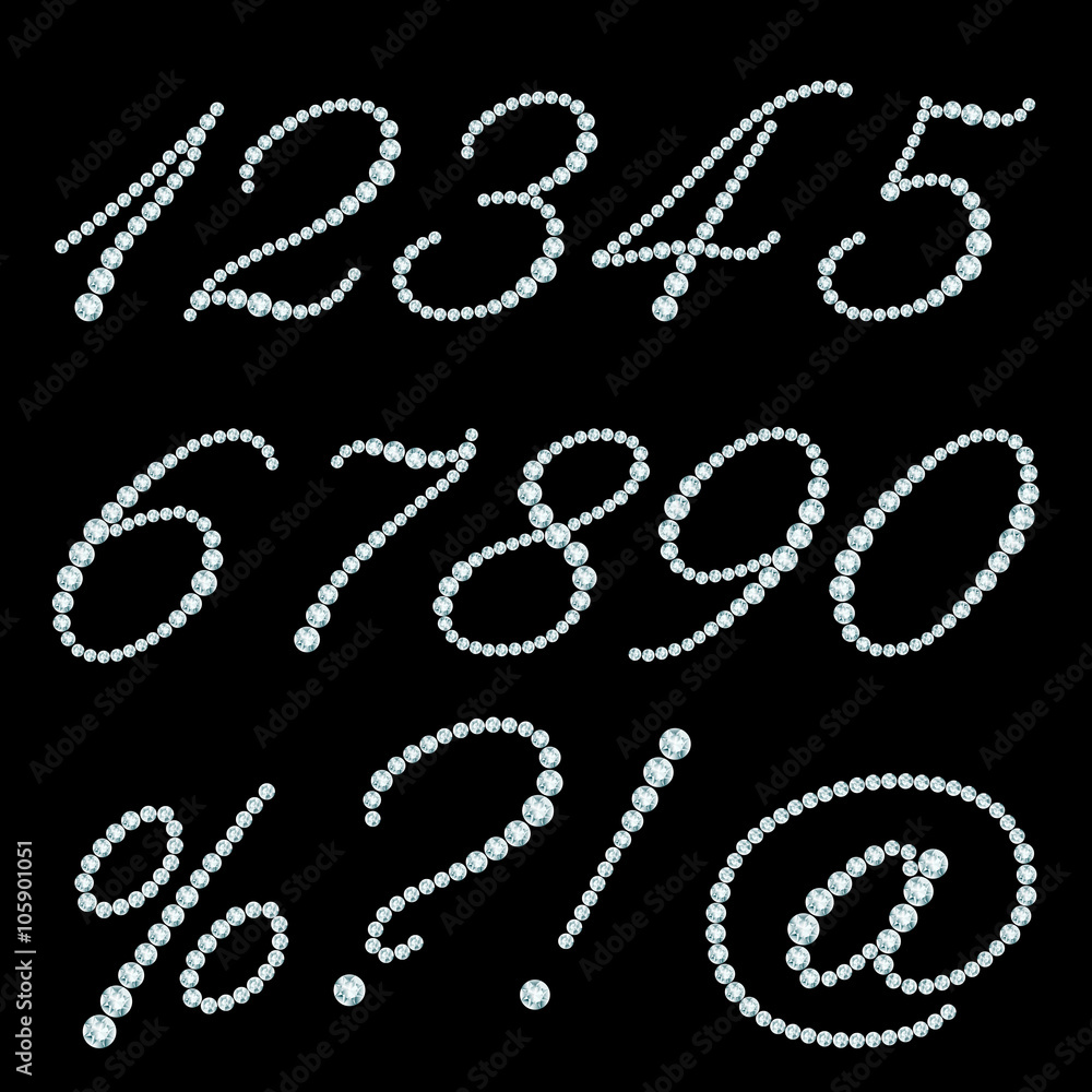 Set of diamond numbers and punctuation symbols. Stock Vector | Adobe Stock