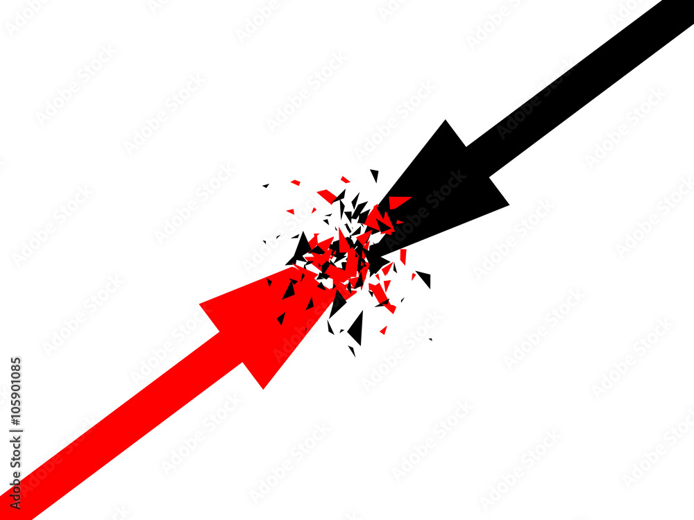 Abstract vector background with arrows. Two opposite forces clashing ...