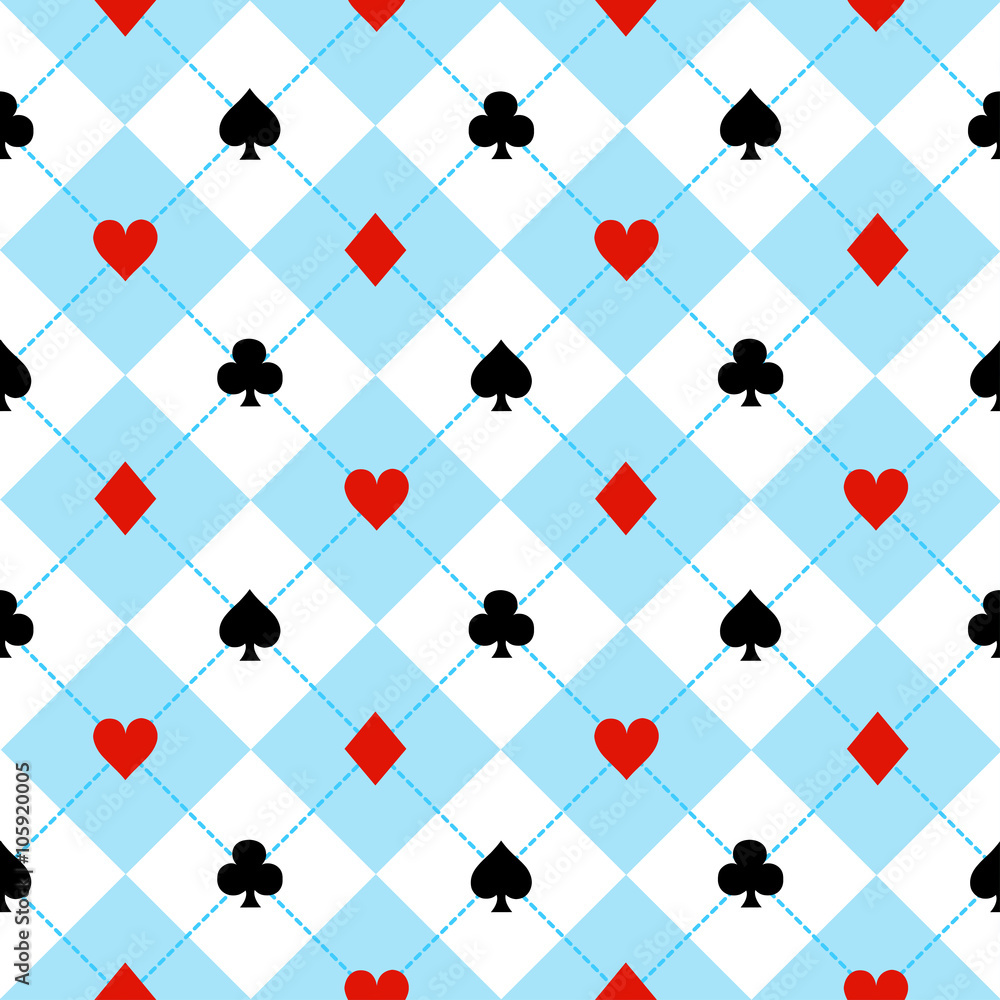 Card Suits Blue White Diamond Background Vector Illustration Stock ...