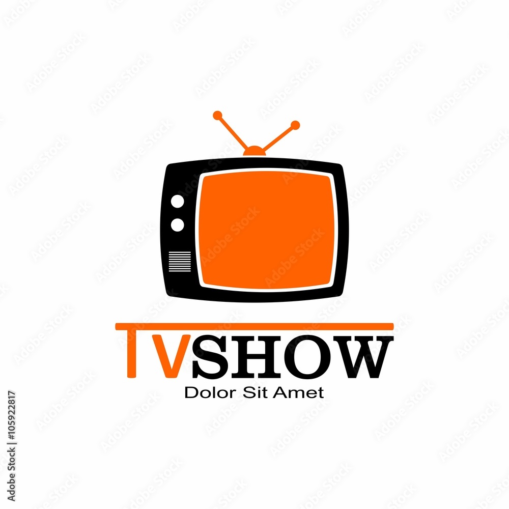 Retro TV and Media Logo in flat style isolated on white background ...