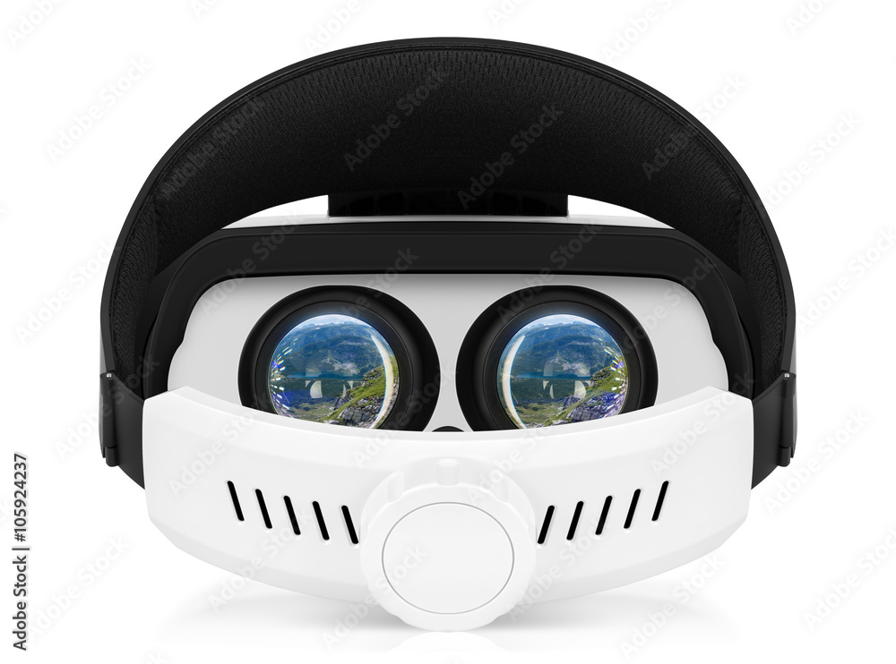 VR virtual reality headset back view on white background Stock Photo ...