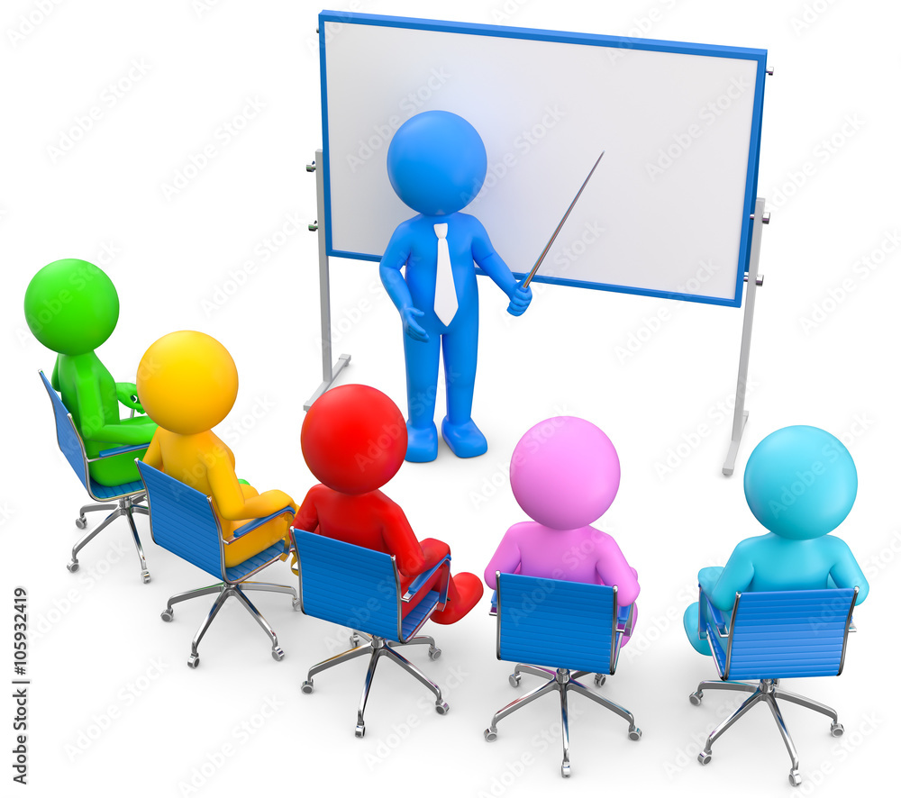 bunte 3d Männchen Präsentation Bildung Ilustrasi Stok | Adobe Stock