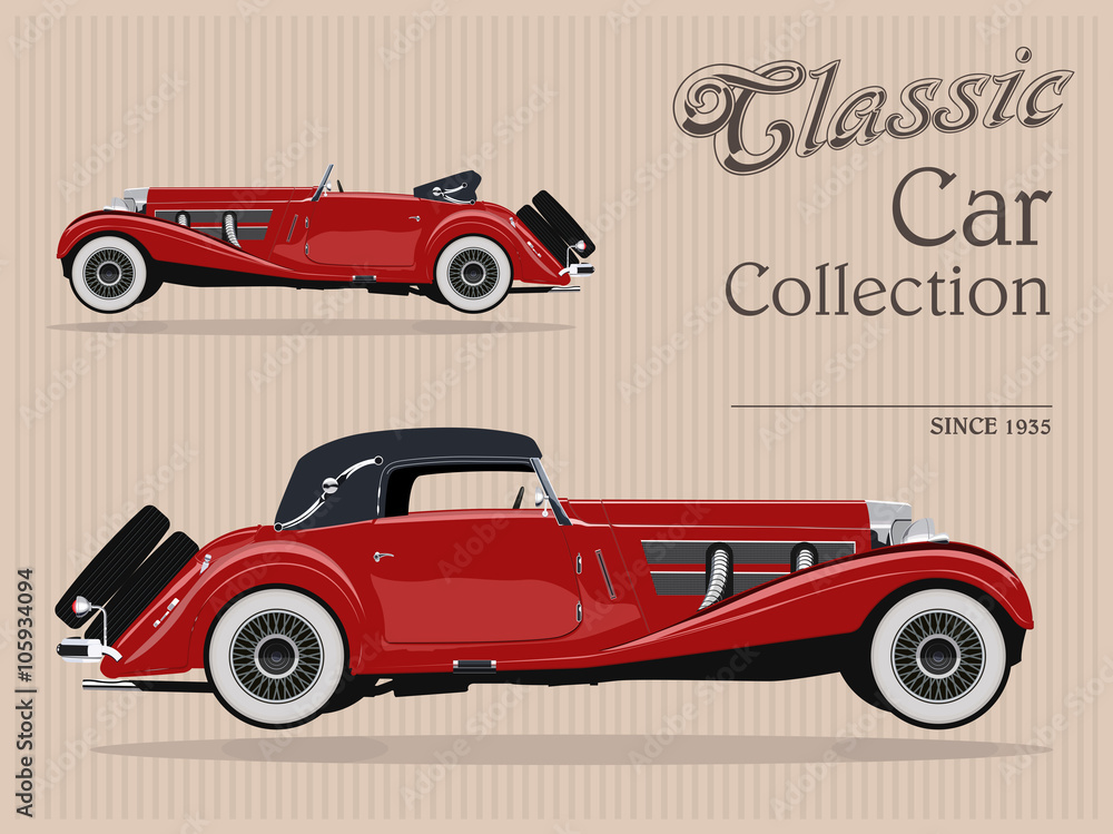 Classic Car Collection Stock Vector | Adobe Stock